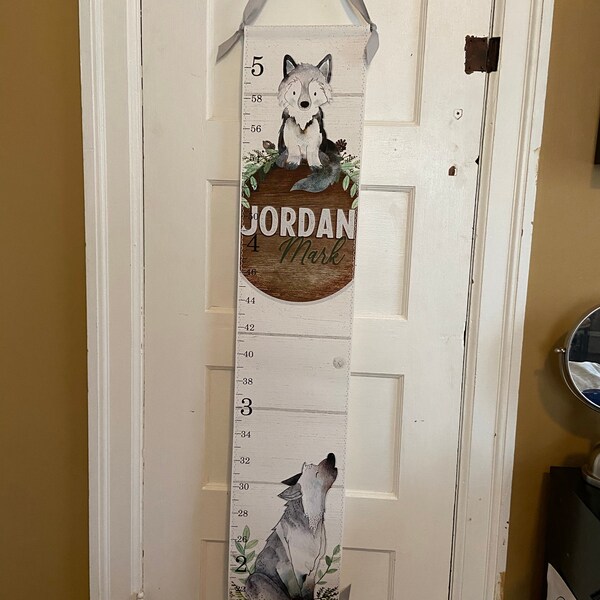 Wolf Growth Chart, Woodland Growth Chart, Canvas Growth Chart, Woodland ...