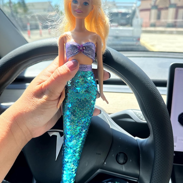 A *barbie Included* Mermaid Doll With Tail/fin and 3D Printed Seashell ...