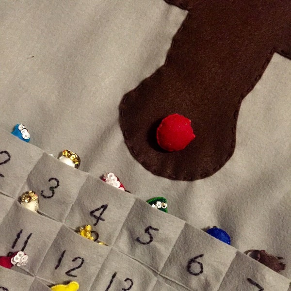 Christmas Advent Calendar Sewing Pattern - DIY Felt Countdown - Rudolph ...