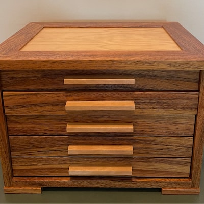 Custom Shaker Style Jewelry Box With Necklace Hooks, 4-drawer Jewelry ...
