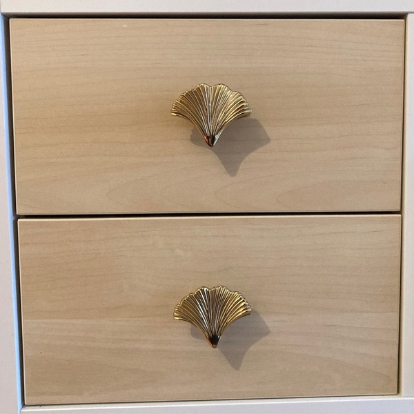 Gold Ginkgo Brass Pulls 3.75" 5" Drawer Handles Knobs Dresser Knobs Cabinet Pulls Knobs Wardrobe ...
