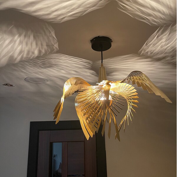 Brass Bird Large Ceiling Light, Wing Chandelier Statement Lighting ...