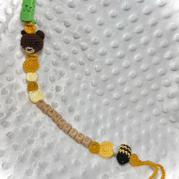 Crochet Bear Pacifier Clip PATTERN, Amigurumi Baby Shower Gift (PDF ...