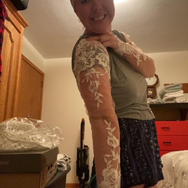 Long Fingerless Lace Gloves, Ivory Wedding Sleeves, Detachable Lace ...