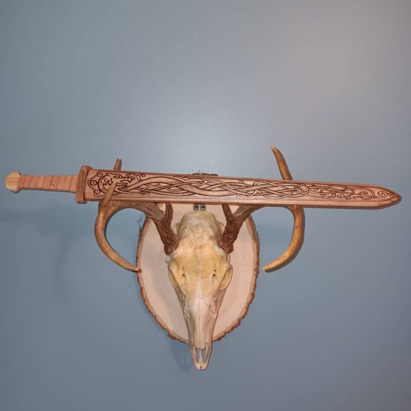 Sturdy Wooden Sword With Leather Wrapped Handle - Etsy