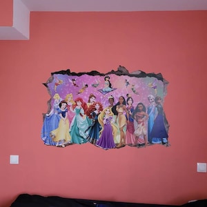 Princess Characters and Fairies Rainbow Wall Sticker Mural Poster Decal ...