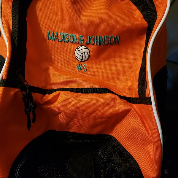 Name With Volleyball Backpack, Name Volleyball Backpack, Embroidered ...