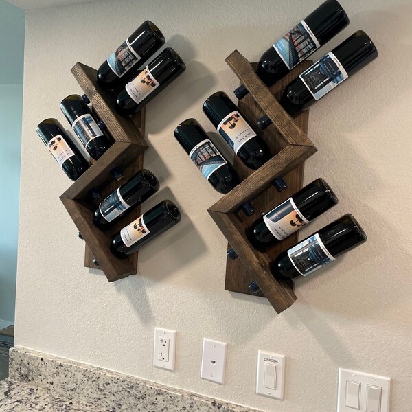 Zig Zag Wine Rack the Ziggy Zag Z Geometric Wall Mounted Rustic Wood ...