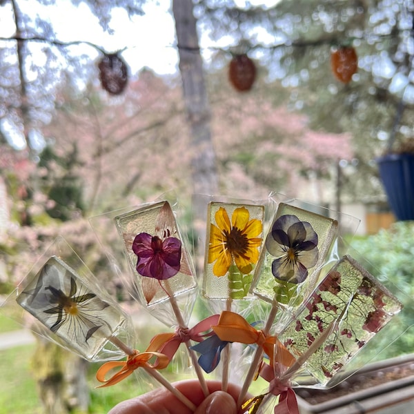10 Wildflower Rectangle Lollipops - Etsy