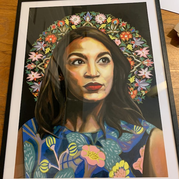 AOC Portrait Art Print: Alexandria Ocasio-cortez Oil Painting (digital ...