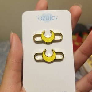 YELLOW MOON Shoe Lace Charm Lace Locks Kawaii Glitter Crescent Moon ...