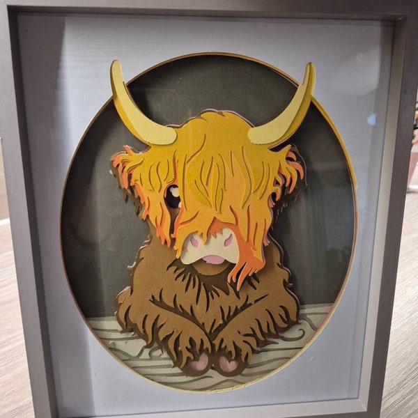 3D Layered Highland Cow SVG PDF EPS, Layered Cow Svg, Layered Papercut ...
