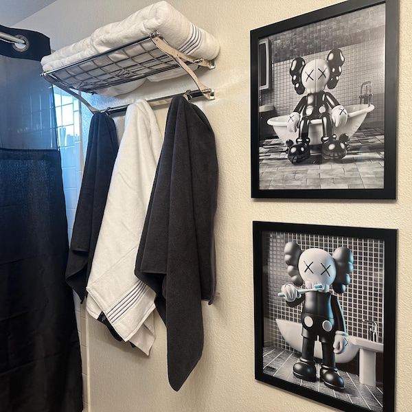 Black Kaws Bathroom Bundle, Set of 3, Bathroom Wall Art, Hypebeast ...