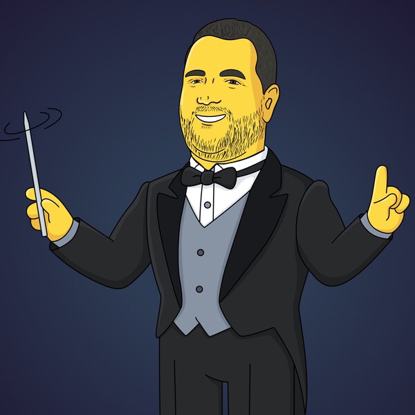 Conductor Gift - Custom Portrait From Photo as Yellow Cartoon Character ...