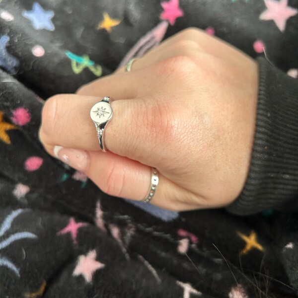 Mickey Mouse Ring Sterling Silver Ring Signet Ring Mickey Ring Engraved ...