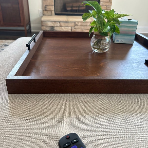 Solid Wood Ottoman Tray, Oversized, Extra Large Tray With Handles, XXL ...