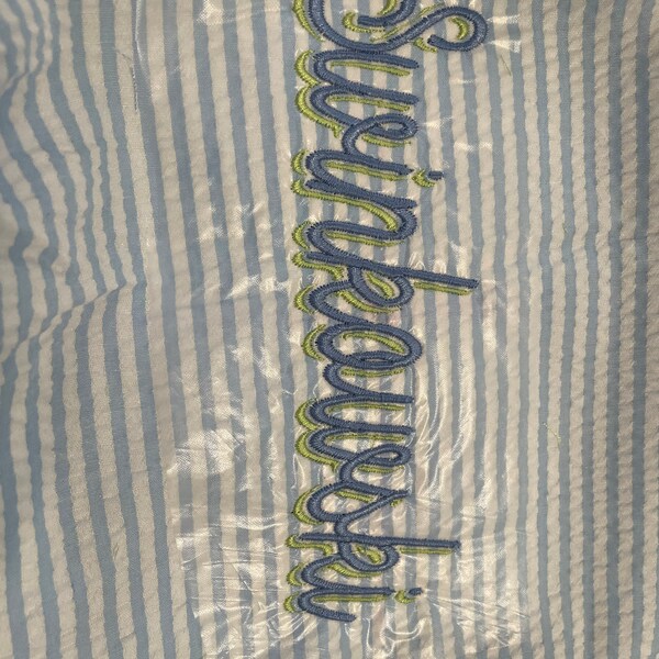 1.5" Double Satin Shadow Script Two Color Modern Script Embroidery ...