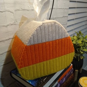 PATTERN: Candy Corn Tissue Box Cover in Plastic Canvas - Etsy