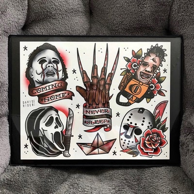 Horror Tattoo Flash Art Print - Etsy