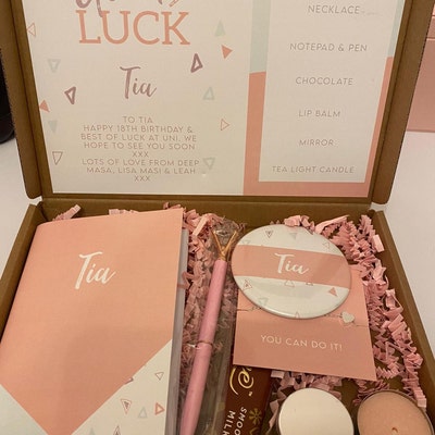Personalised Good Luck Gift Box, Letter Box Gifts, Good Luck Present ...