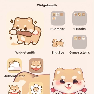 Shiba Inu App Icon Set Kawaii Aesthetic Theme for Android IOS Tablet ...