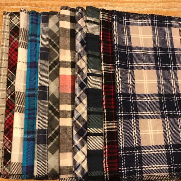 10 Men's Plaid Flannel Handkerchiefs - Set of 10 - Father's Day Gift ...