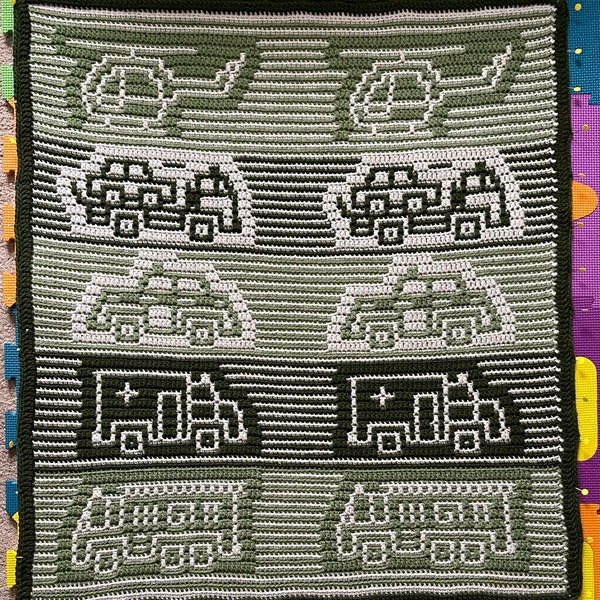 Little Train and Carriage Overlay Mosaic Crochet Block - Etsy