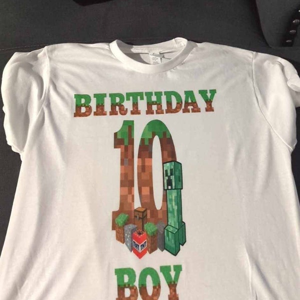 Minecraft Birthday Shirt - 10 Leveled Up - Etsy