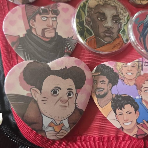 Heart Shaped Button Pins Inspired by Date Everything! Homemade! 58mm - Etsy