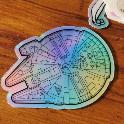 Millennium Falcon Holographic Sticker/ Star Wars Disney Laptop Stickers ...
