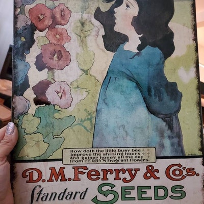 Flower Seeds Vintage Advertisement Metal Sign Wall Decor for Porch ...