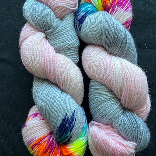 Hand Dyed Pastel Rainbow and Black Sock Yarn - Toucan Sam | Assigned ...