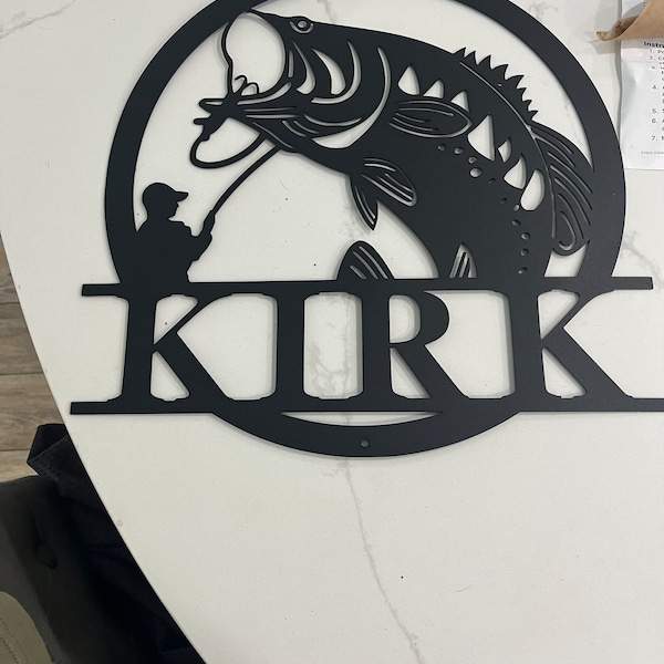 Fish Metal Name Sign, Bass Fishing Metal Monogram, Fishing Gifts for ...