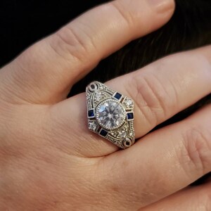 Art Deco Reproduction Ring 1.50 CT Round Art Deco Inspired | Etsy