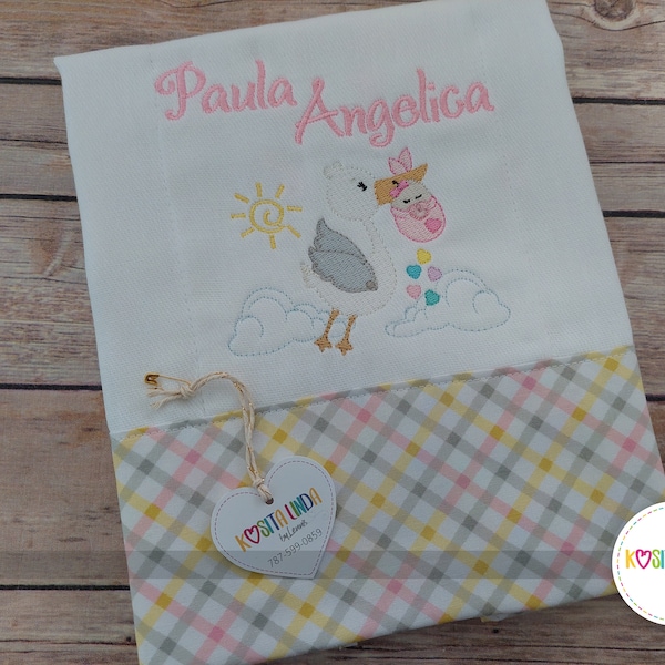 Stork Embroidery Design - Stork With Newborn Baby Machine Embroidery ...