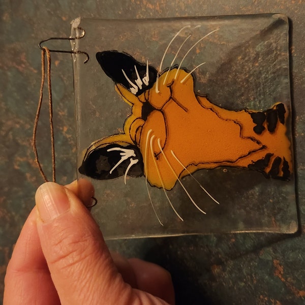 Smug Kitty, Night Light, Tuxedo Cat, LED Sensor Light, Fused Glass Art ...