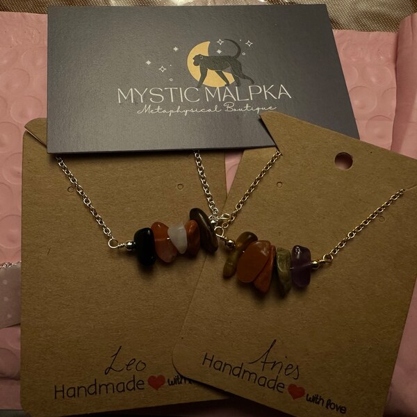 Handmade SCORPIO Custom Crystal Chip Necklace, Healing Crystal ...