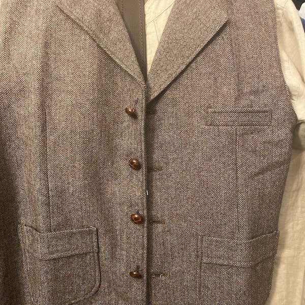 Men Vintage Wool Vest, Wool Textured Tweed Waistcoat, Spring Autumn ...