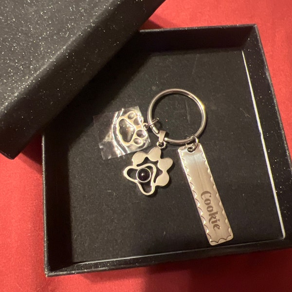 Personalized Pet Projection Photo Keychain, Pet Loss Gift, Custom Name ...