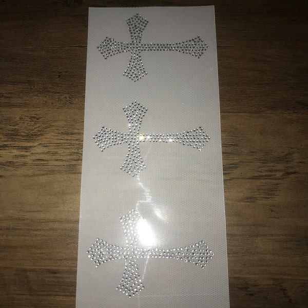 Cross Rhinestone Transfer Bling Hot Fix Iron on Patch Motif Design ...
