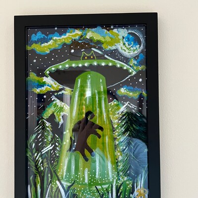 Cosmic UFO Cats Alien A4/A5 Matte Art Print Space Painting Cat Lover ...