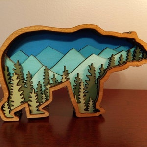 Layered Wolf Art 3D Wall Art Mountains and Trees Outdoor - Etsy