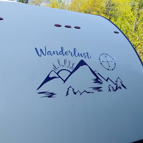 Wanderlust RV Decal: Mountain Scene Camper Vinyl - Etsy