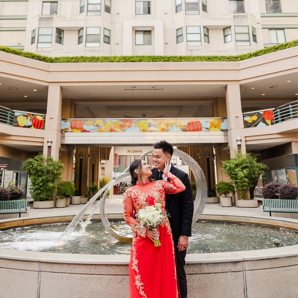 Red Ao Dai: Vietnamese Wedding Dress With Gold Embroidery#ta123 - Etsy