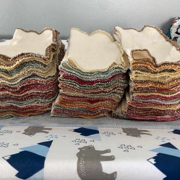 50 Pack GOTS Certified Organic Cotton Cloth Wipes Little Wipes 8x8 1 ...