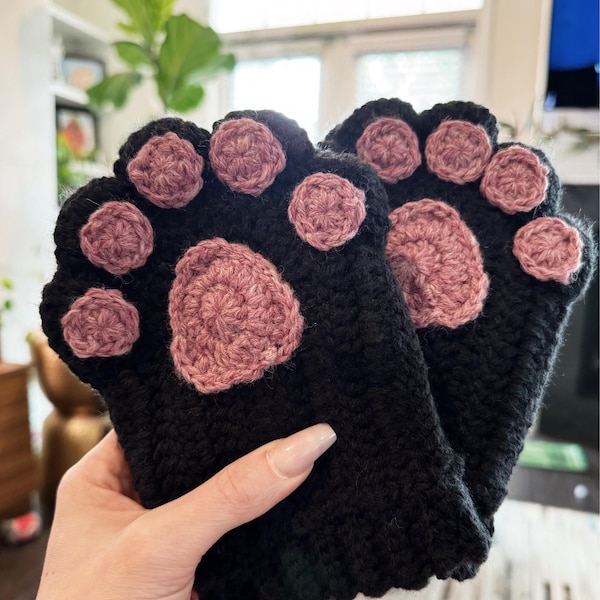 PDF Crochet Cat Paw Fingerless Gloves, Beginner-friendly Crochet ...