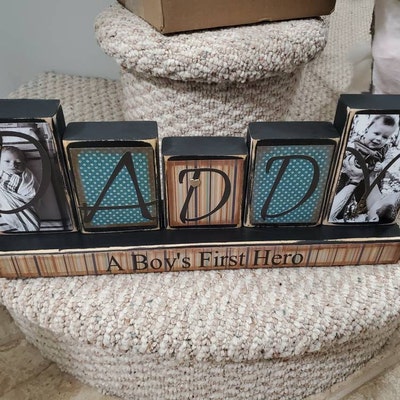 Daddy Photo Block, Customized Daddy Sign Word Blocks With Pictures, Dad ...