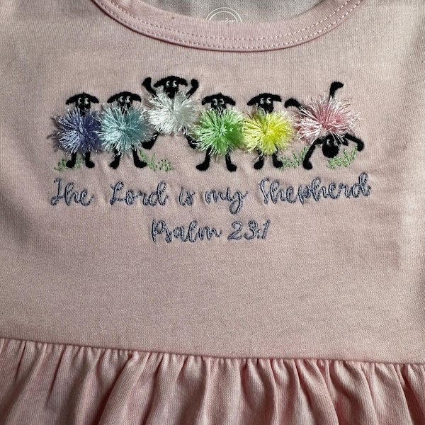 Funny Fuzzy Sheep Fringed Lamb 6 in a Row Fringe Machine Embroidery ...