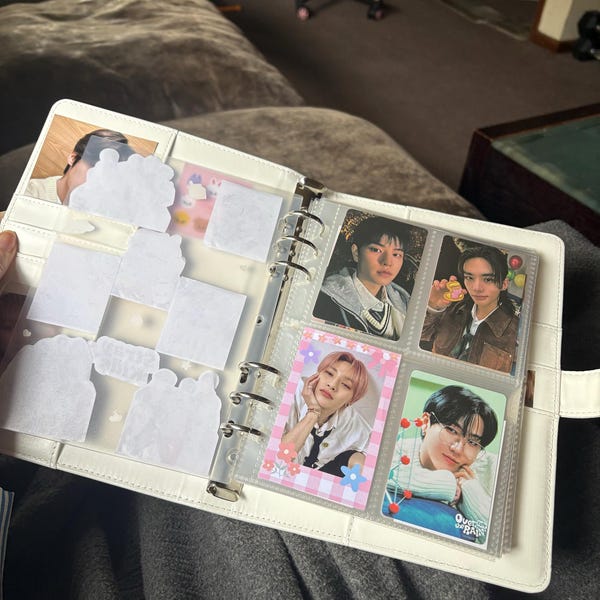 A5 Kpop Photocard Macaron Binder, PU Leather Refillable Pages, 6 Ring ...