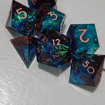 Dice Dnd Set Black Green Resin D&D Dice Set Resin Sharp Edge Dice Set ...